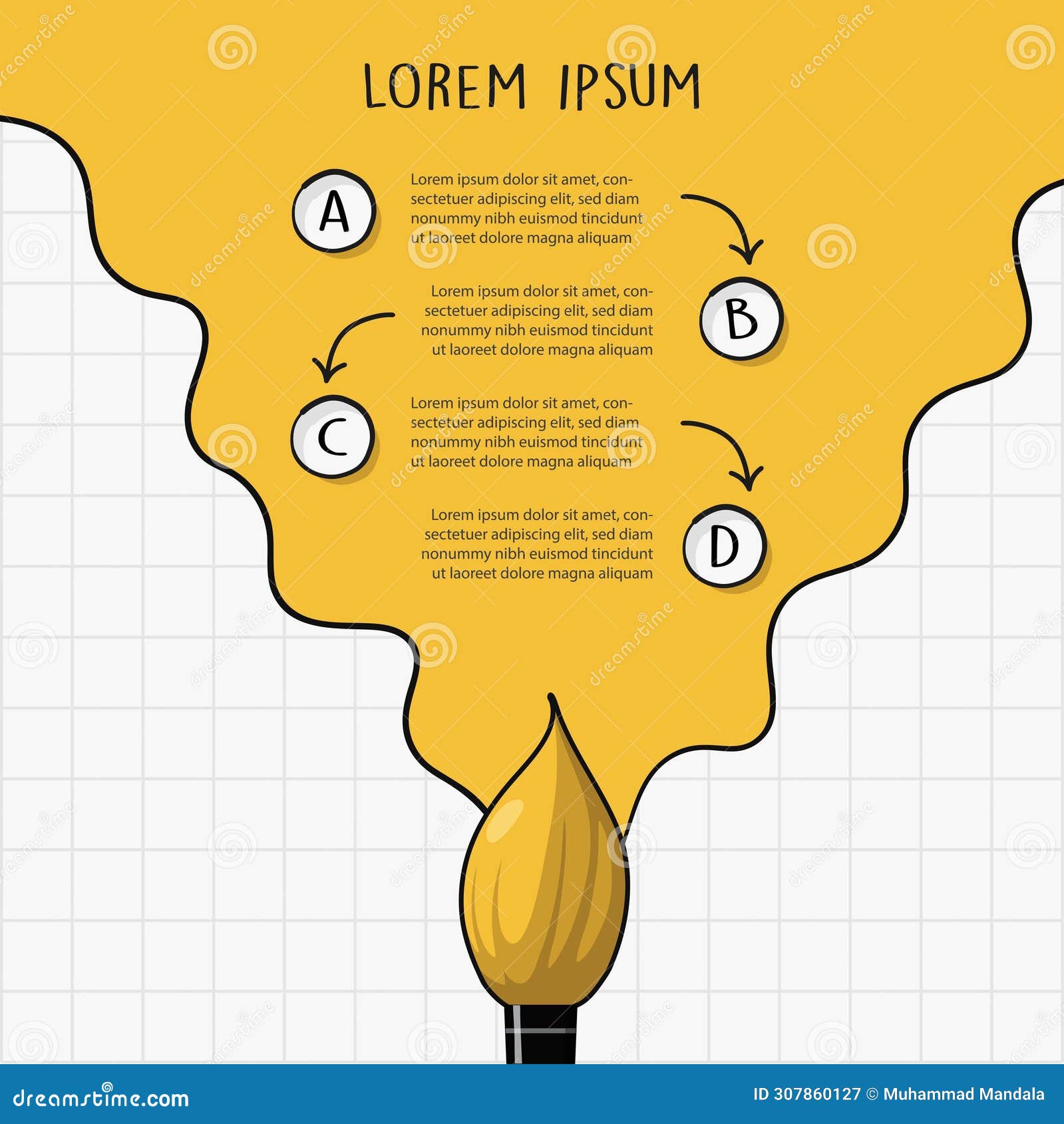 Infographic Hand Drawn Professional Steps with Yellow Color Stock ...