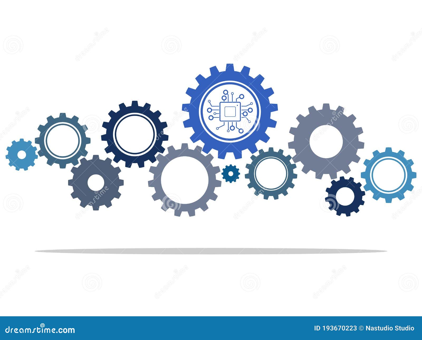 Infographic Header with Gears with Processor on the White Background ...