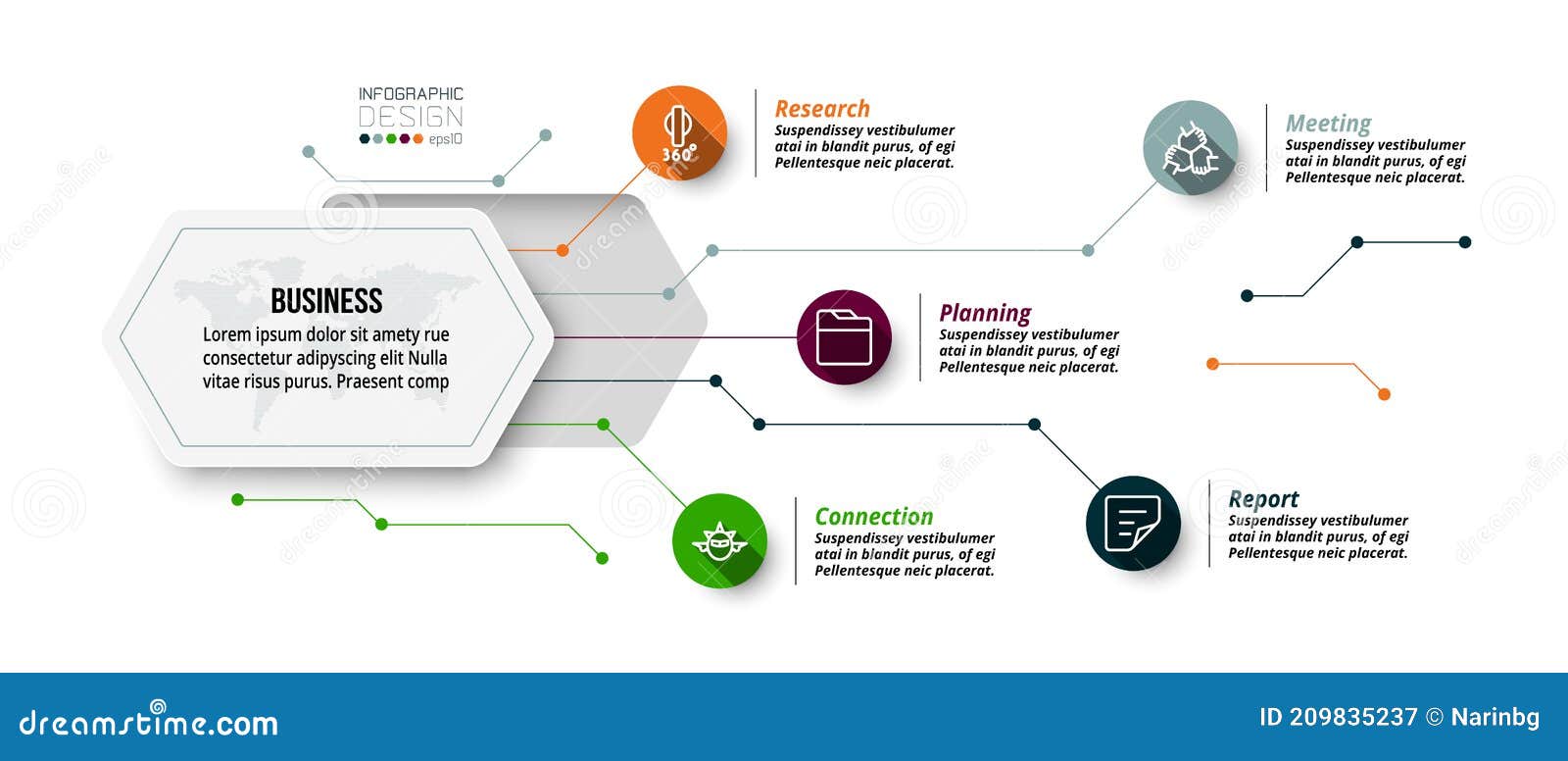 Hexagon Design Describes The Structure Of Work And Reports The Work ...