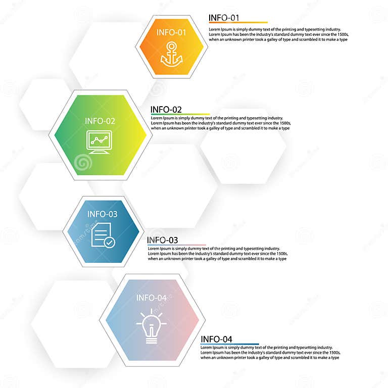 Infographic Hexagon with Rectangle Shape Vector Template Process ...