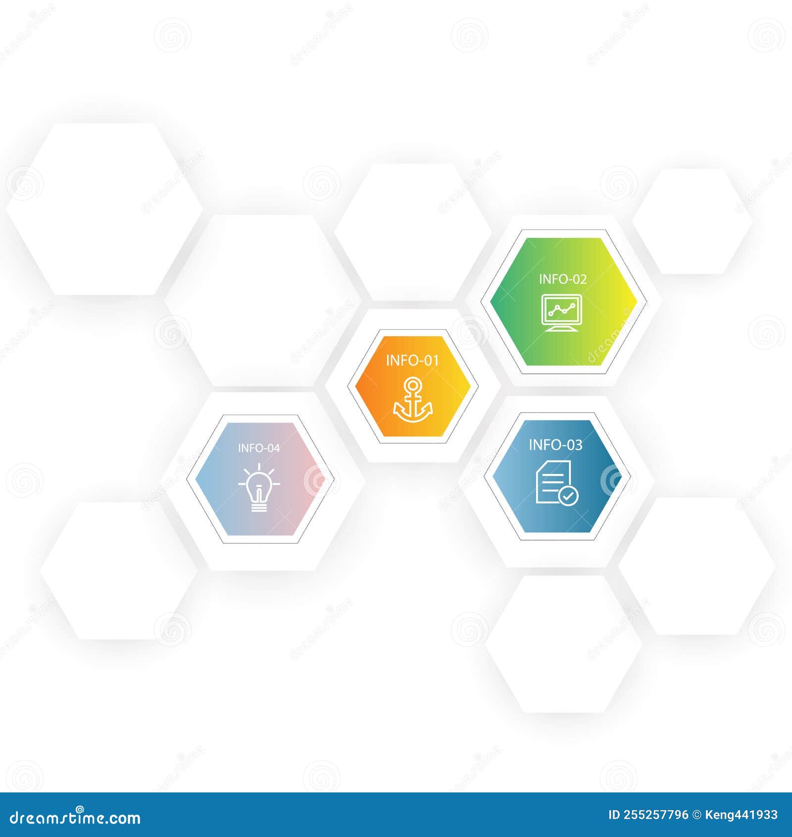 Infographic Hexagon with Rectangle Shape Vector Template Process ...