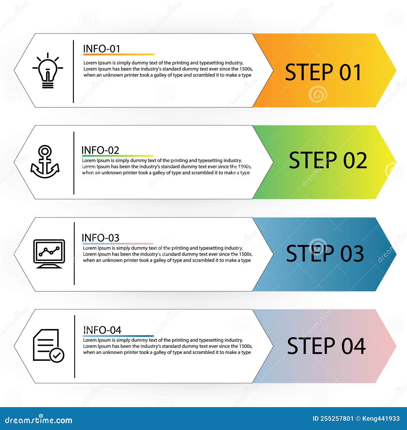 Infographic Hexagon with Rectangle Shape Vector Template Process ...