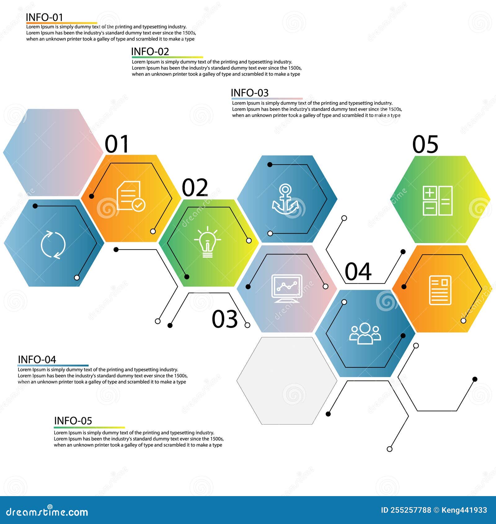 Infographic Hexagon Vector Template Process Concept Step for Strategy ...