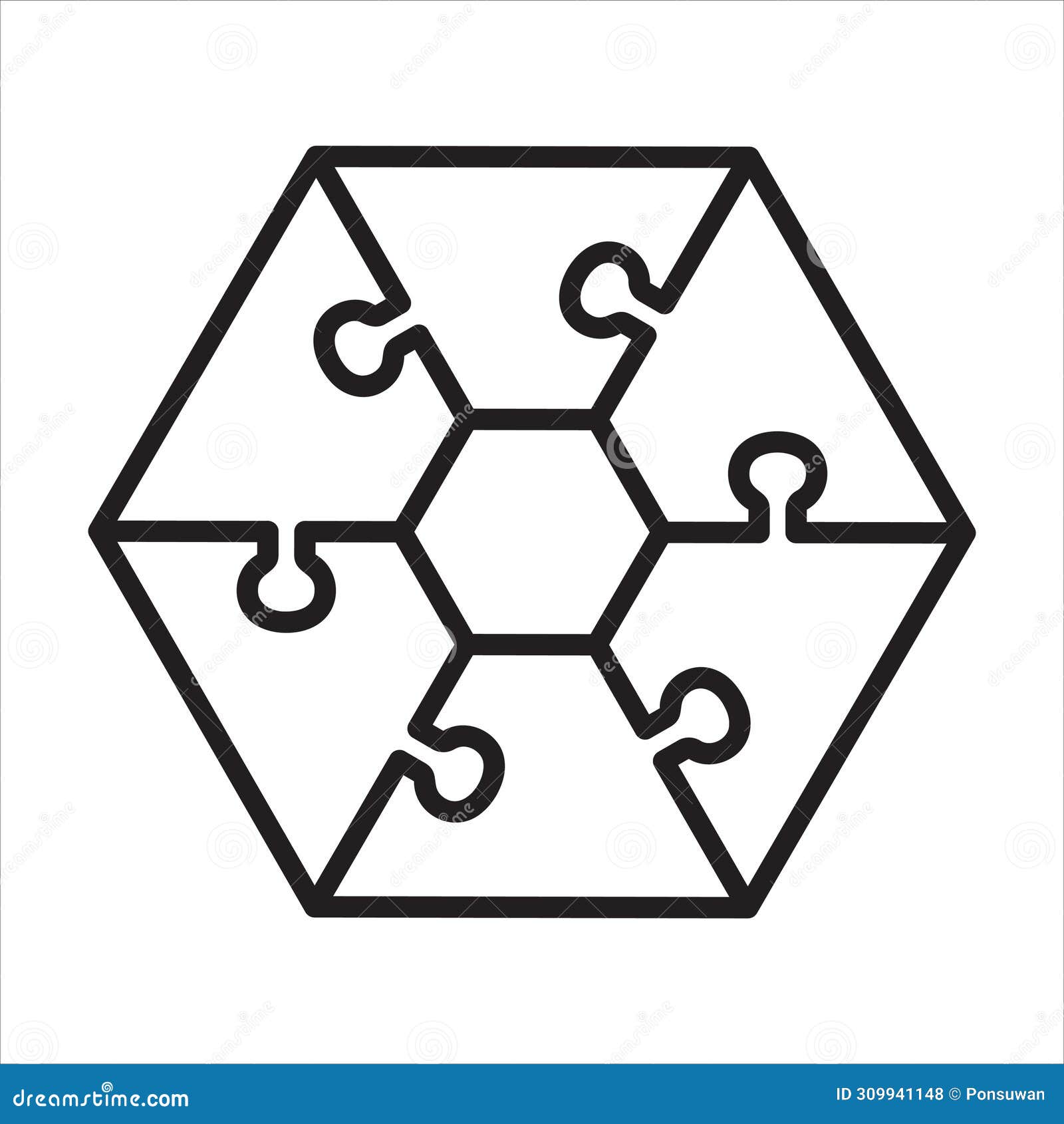 Infographic Hexagonal Jigsaw Line Icon Vector Stock Vector ...
