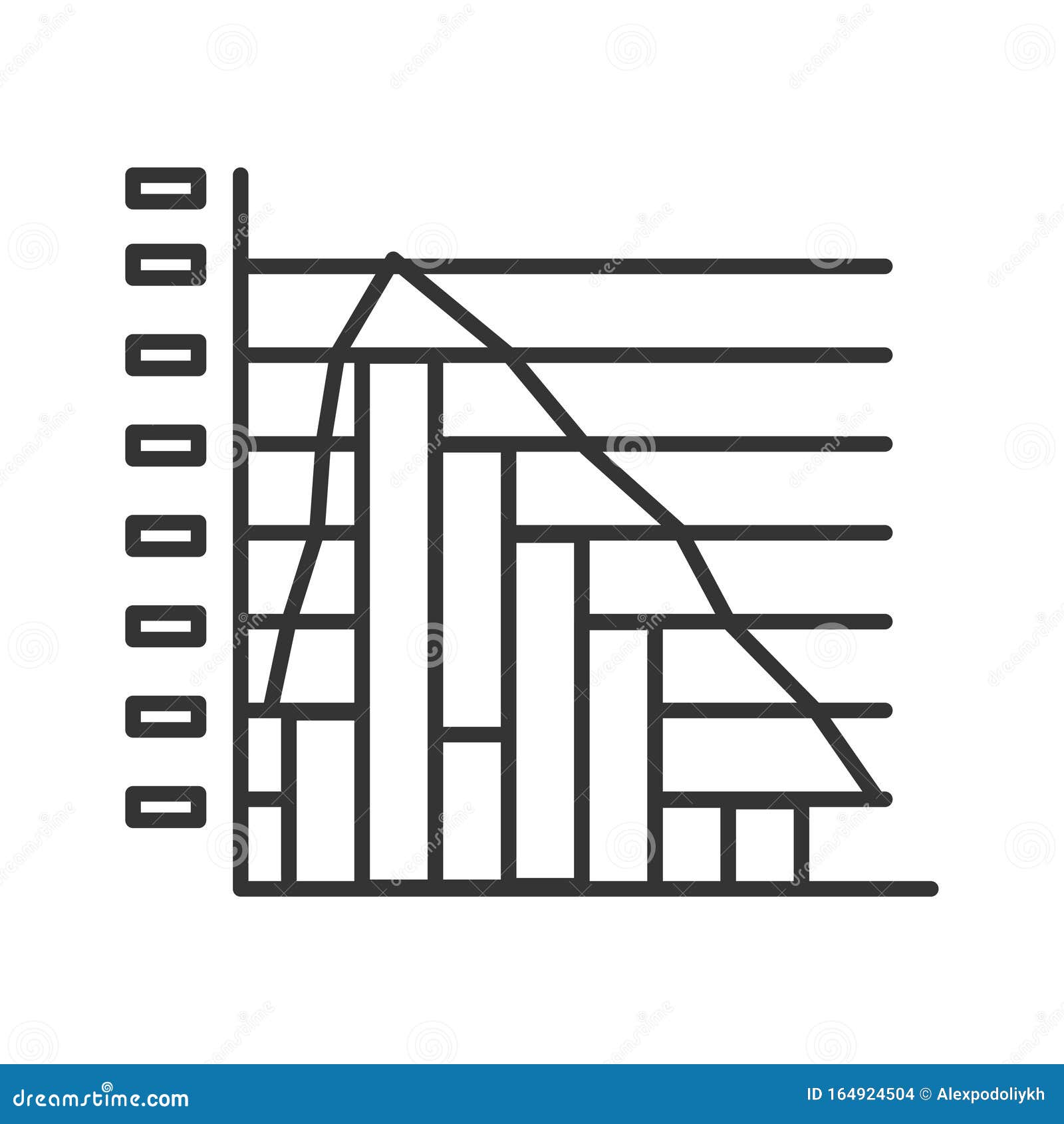 Infographic Histogram Line Black Icon. Record Keeping Concept. Visual ...