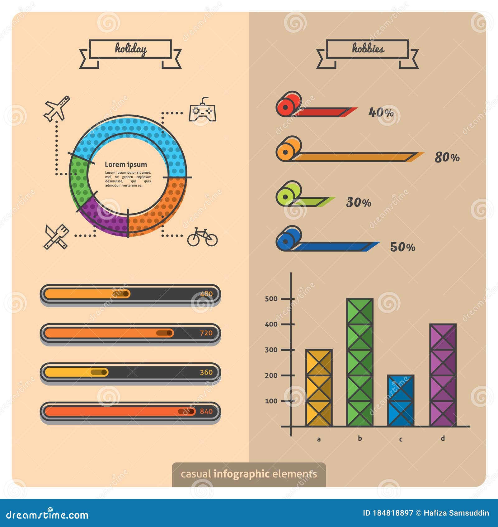 Infographic of Holiday and Hobbies. Vector Illustration Decorative ...