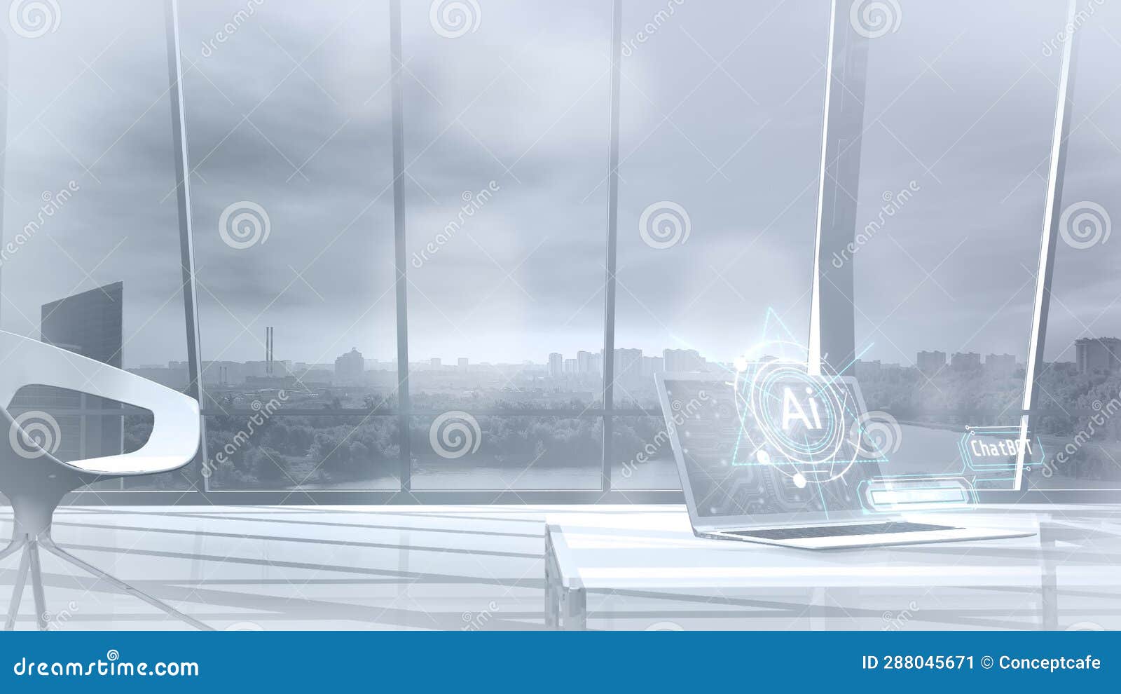 Artificial Intelligence Hologram in the Office. 3D Render Stock Video ...