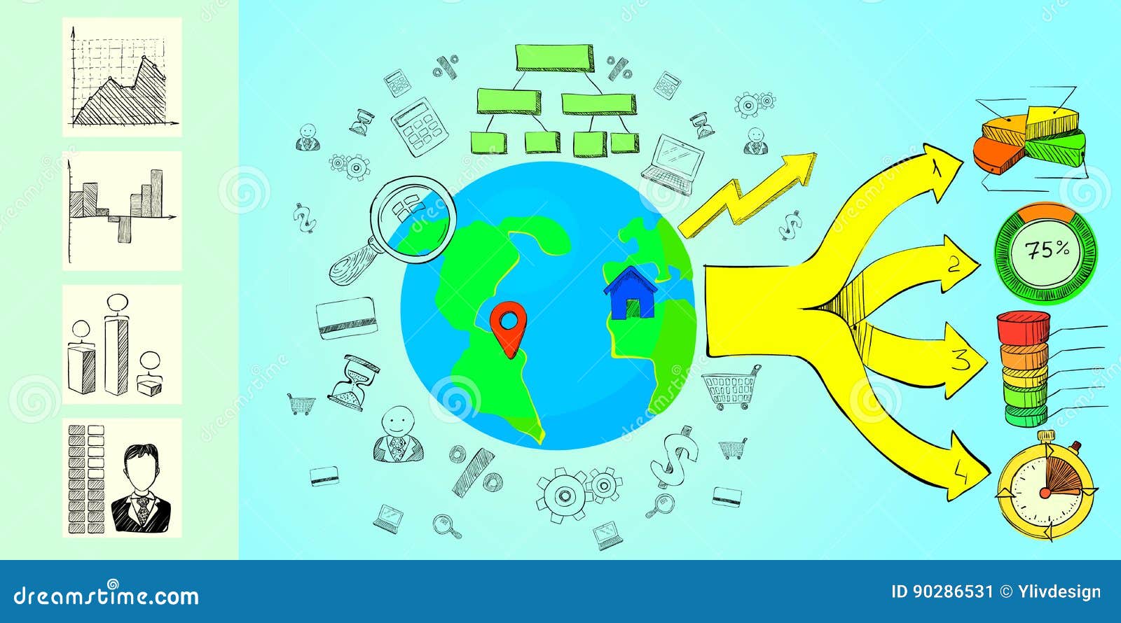 Infographic Horizontal Banner, Cartoon Style Stock Vector ...