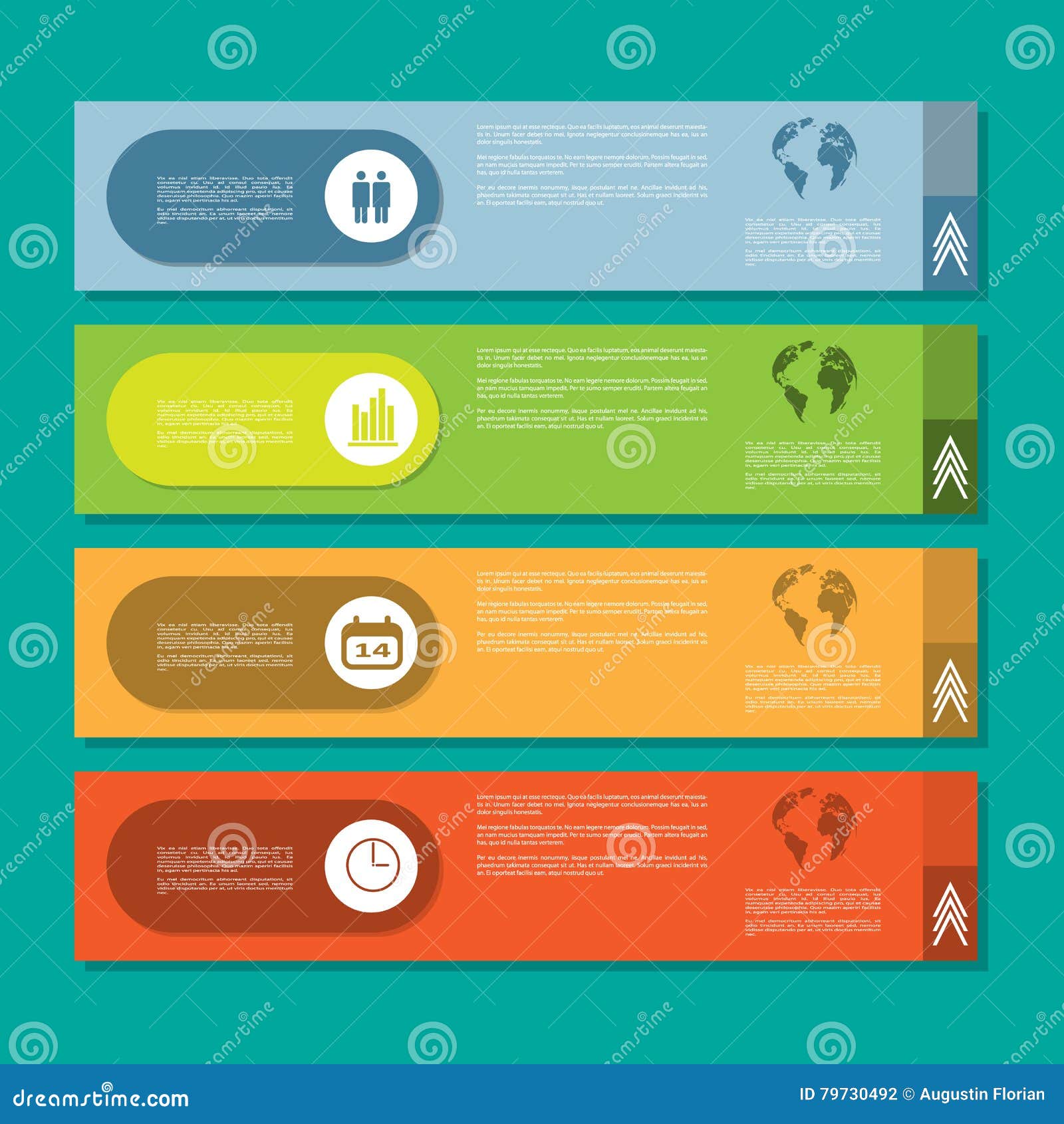 Infographic Horizontal Cards. Stock Vector - Illustration of graph ...