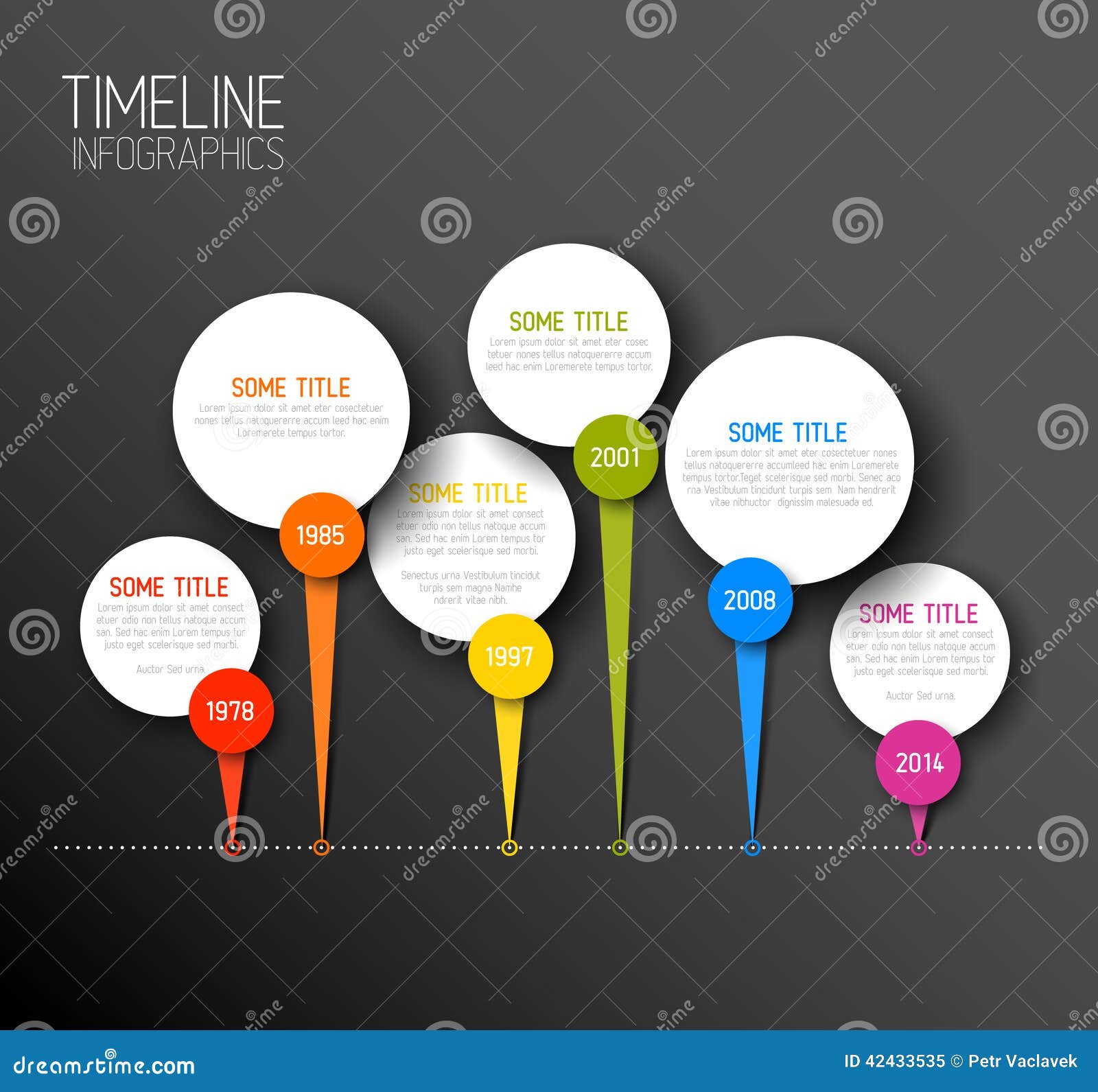 Infographic Horizontal Dark Timeline Report Template Stock Illustration ...