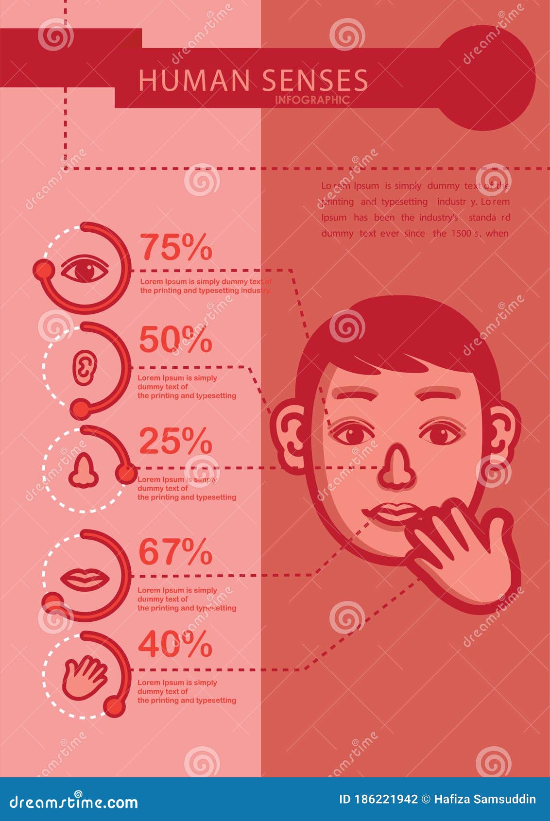 Infographic of Human Sense Organs. Vector Illustration Decorative ...