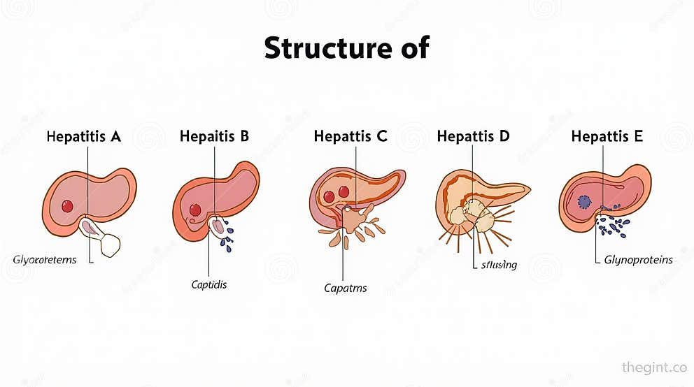 Educational Infographic Depicting Hepatitis Virus Structures and ...
