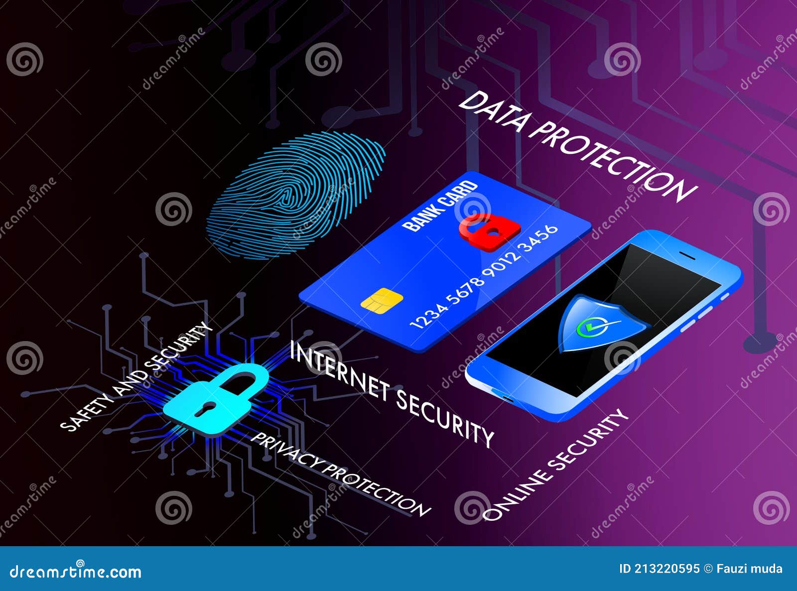 Infographic Illustration Data Protection with Security System Stock ...