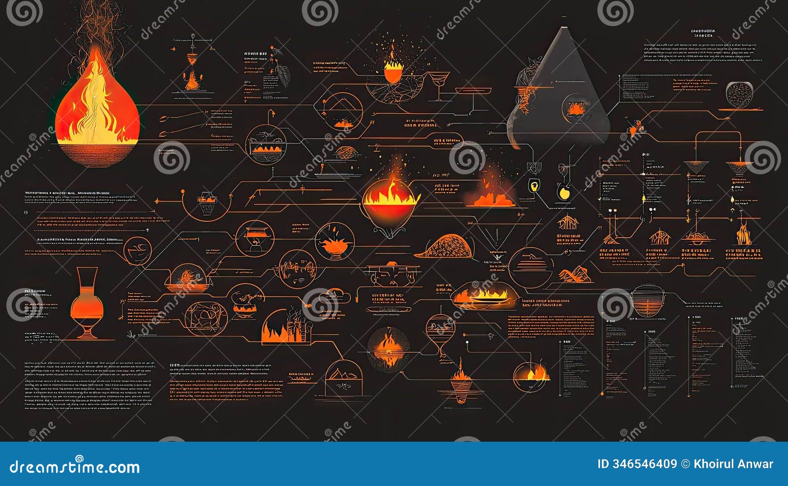Infographic Illustration of Different Ways To Cook Food Over Fire Stock ...