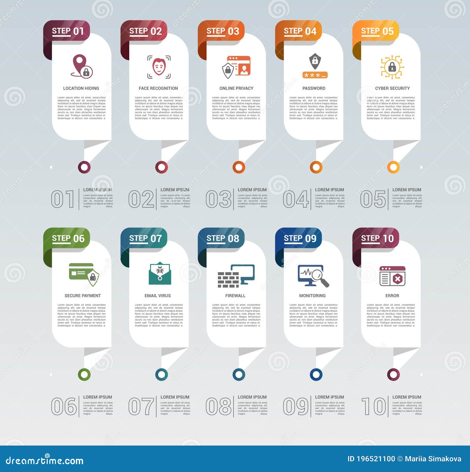 Infographic Internet Security Template. Icons in Different Colors ...