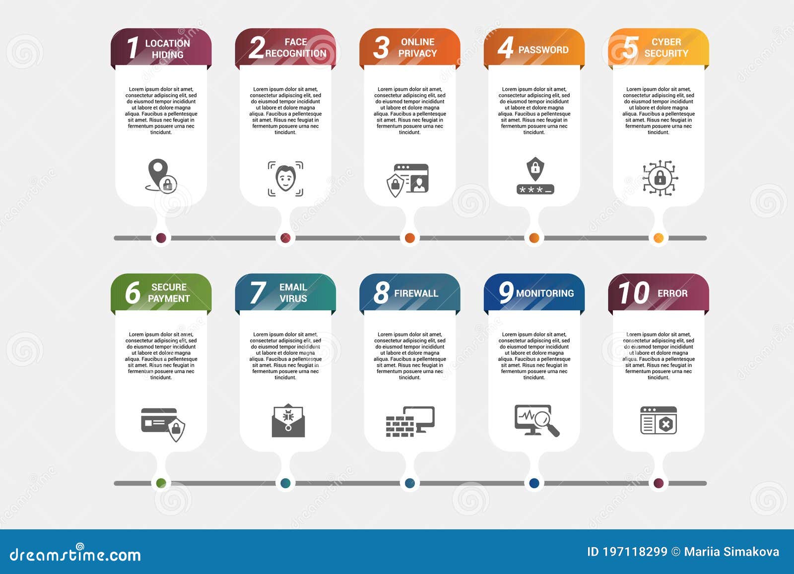 Infographic Internet Security Template. Icons in Different Colors ...