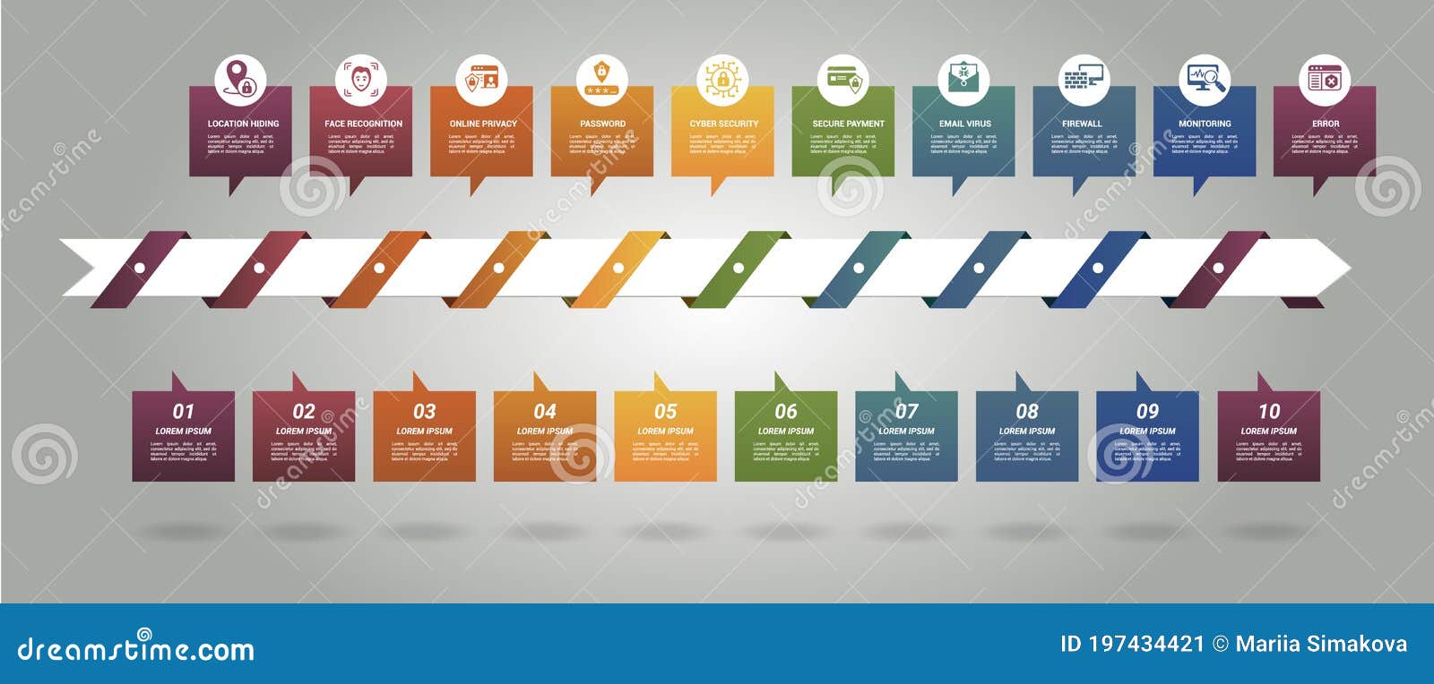 Infographic Internet Security Template. Icons in Different Colors ...