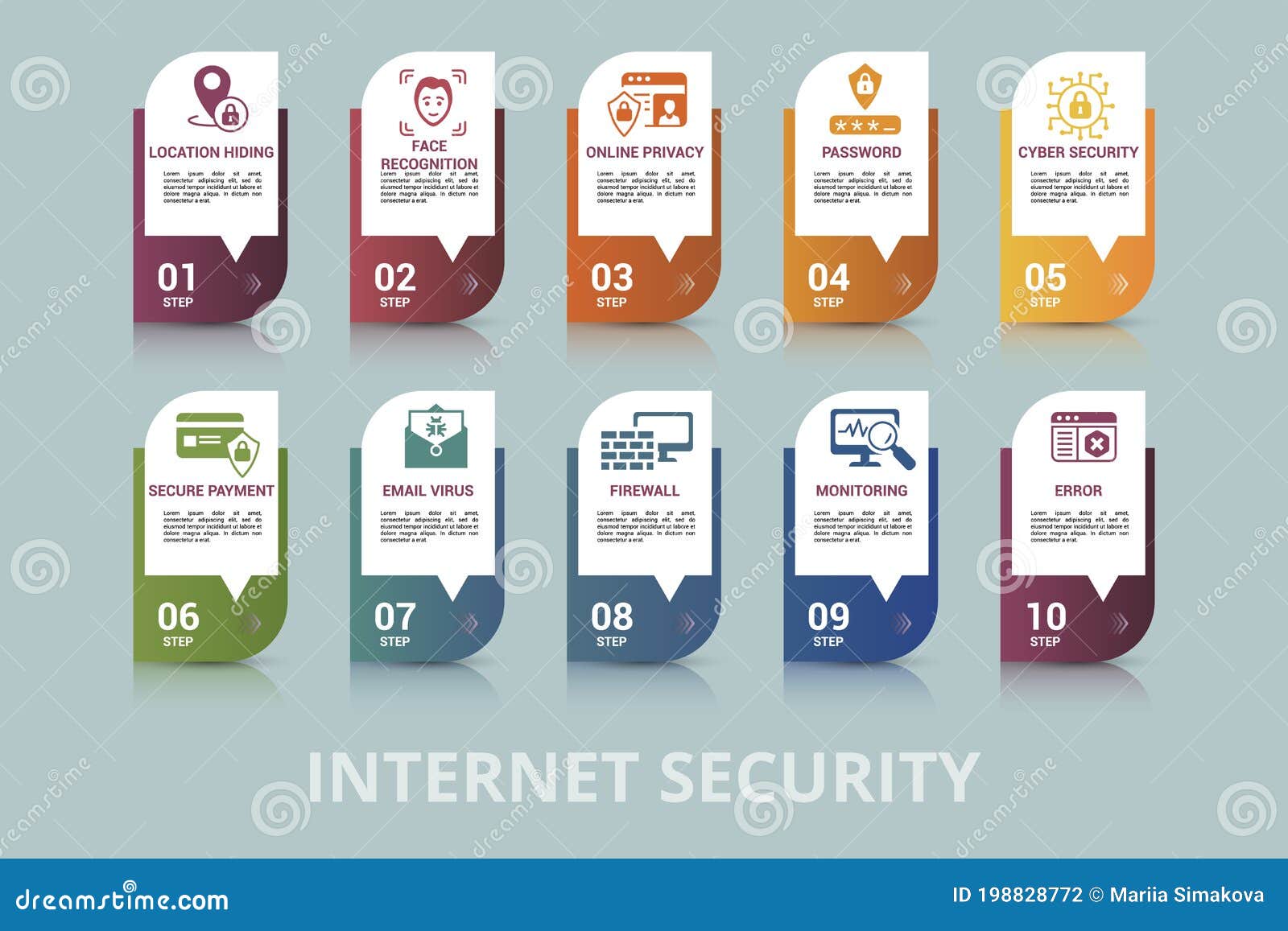 Infographic Internet Security Template. Icons in Different Colors ...