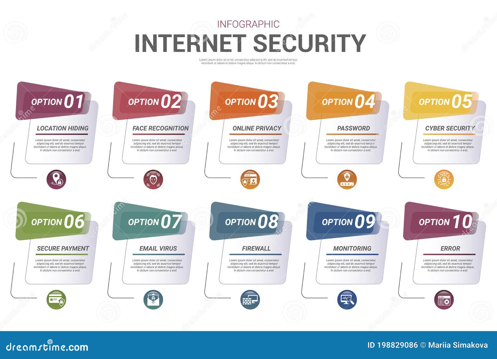 Infographic Internet Security Template. Icons in Different Colors ...