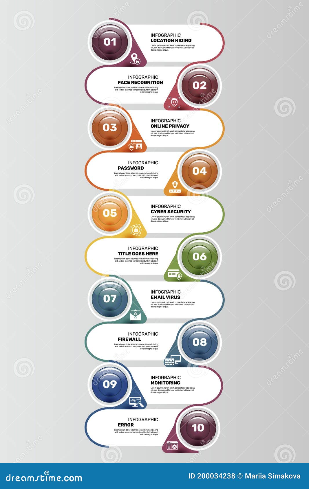 Infographic Internet Security Template. Icons in Different Colors ...