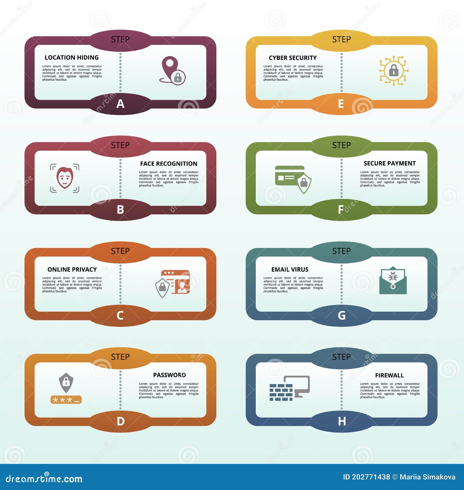 Infographic Internet Security Template. Icons in Different Colors ...