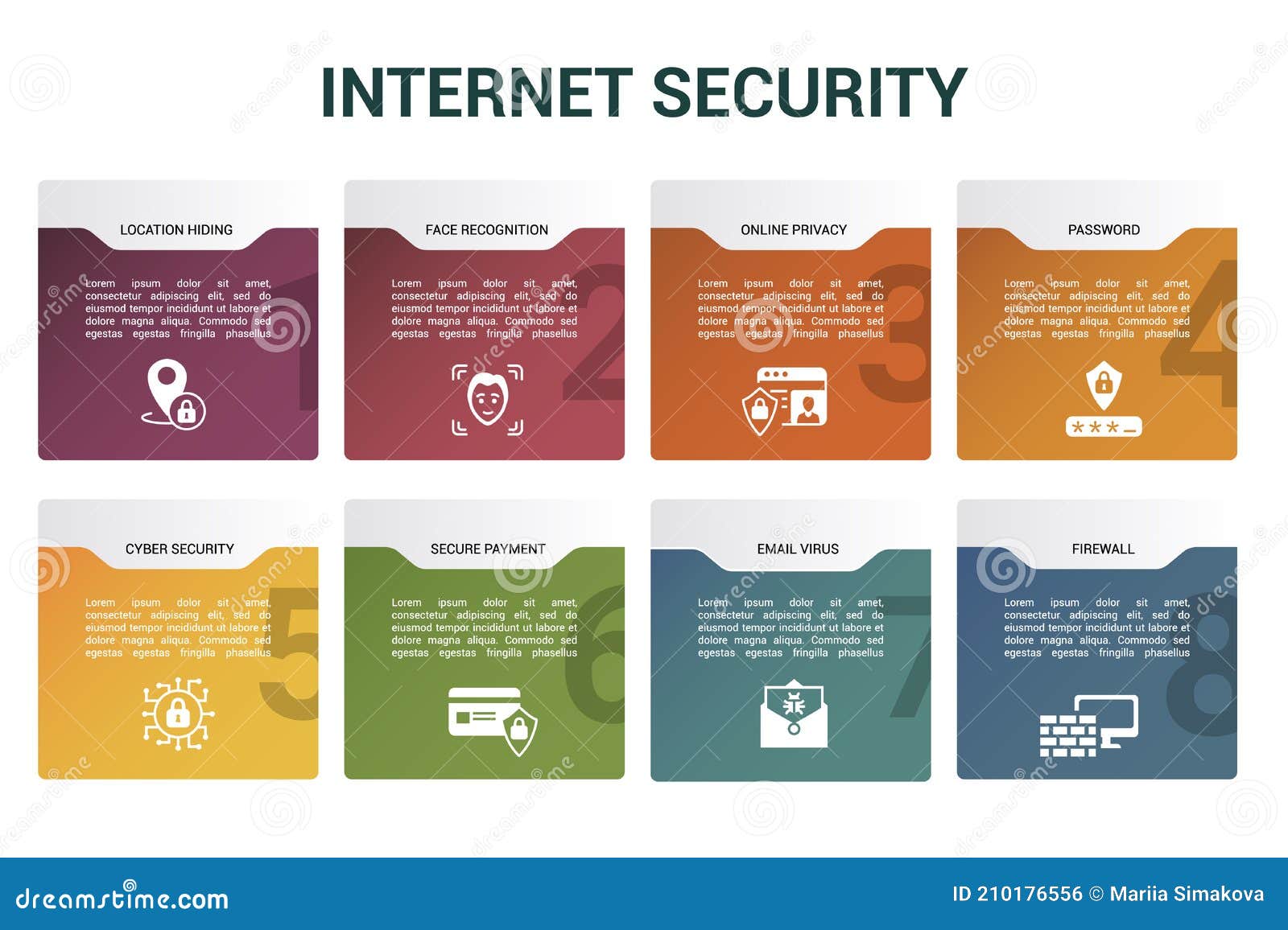 Infographic Internet Security Template. Icons in Different Colors ...