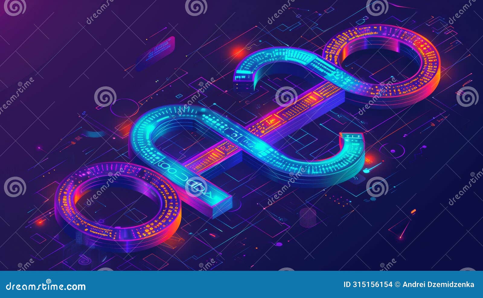 An Infographic with an Isometric Illustration of a Lifecycle Infinity ...
