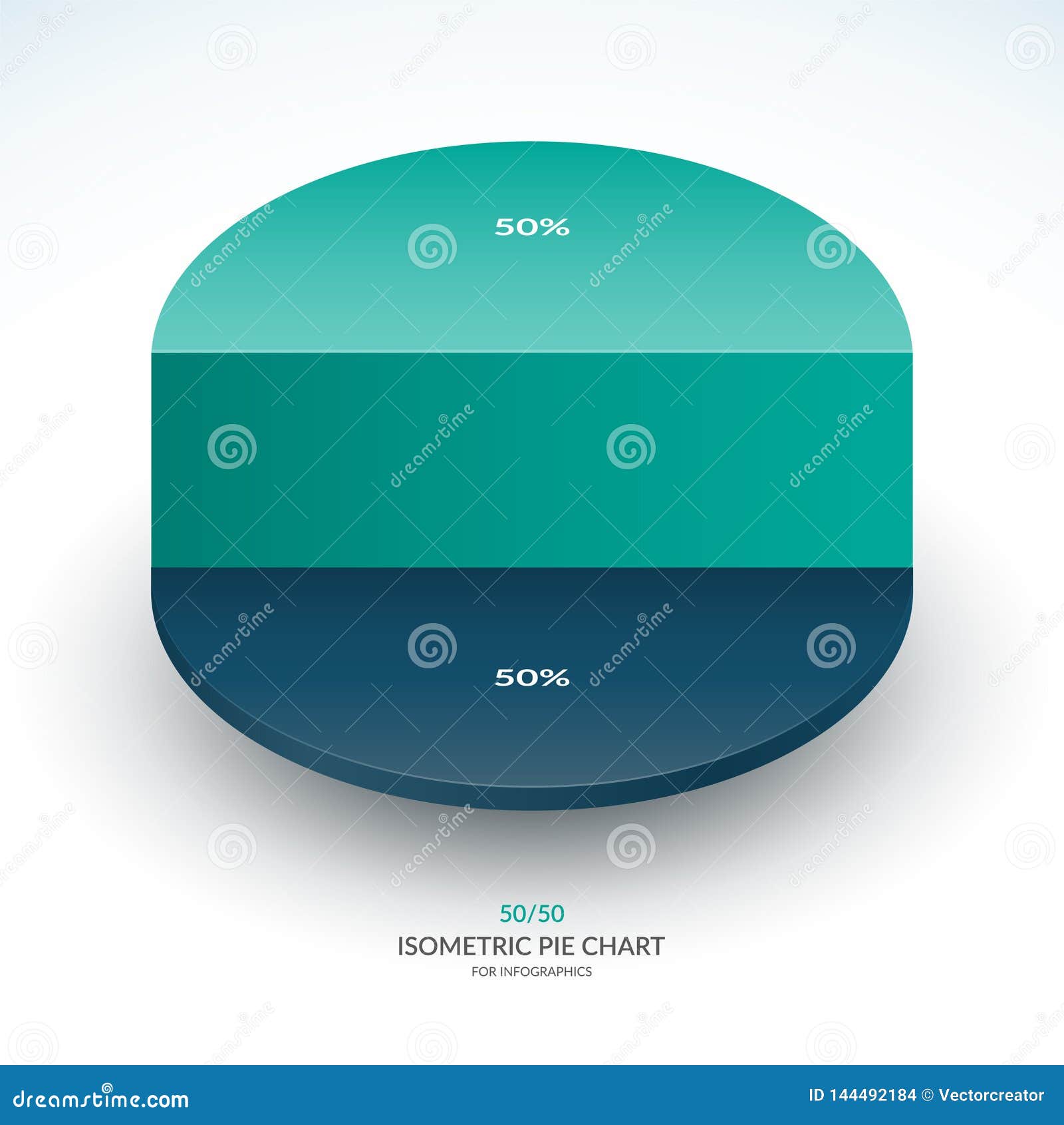 Infographic Isometric Pie Chart Template. Share of 50 and 50 Percent ...