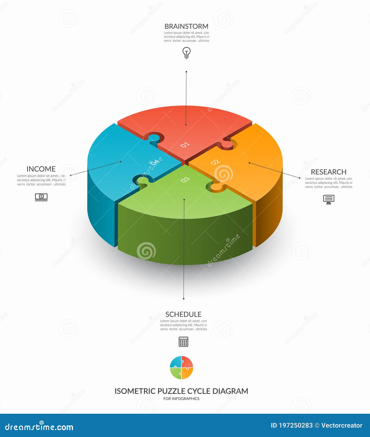 Infographic Isometric Puzzle Circular Template. Cycle Diagram With 4 ... Infographic Isometric Puzzle Circular Template. Cycle Diagram With 4 ...