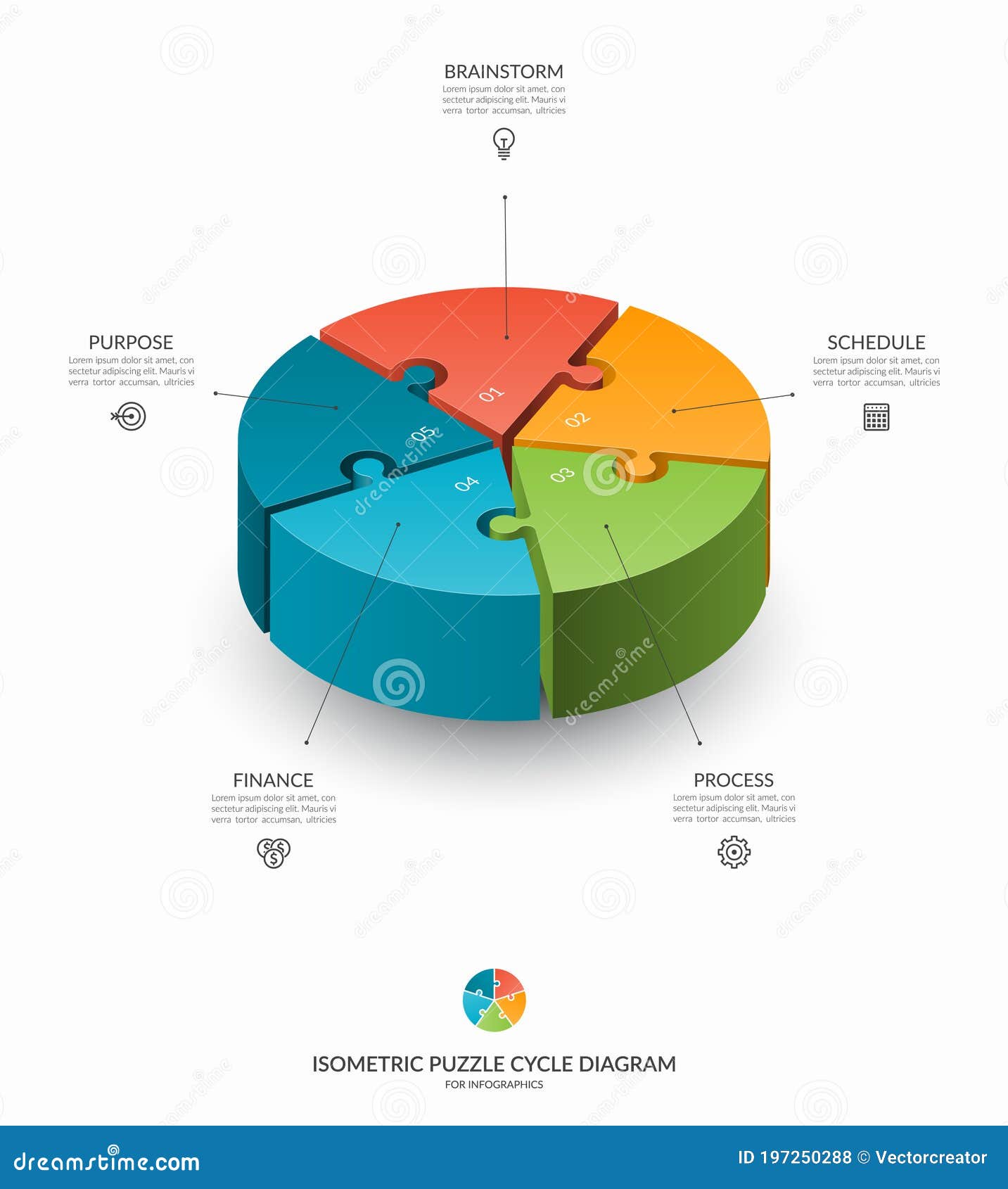 Infographic Isometric Puzzle Circular Template. Cycle Diagram with 5 ... Infographic Isometric Puzzle Circular Template. Cycle Diagram with 5 ...