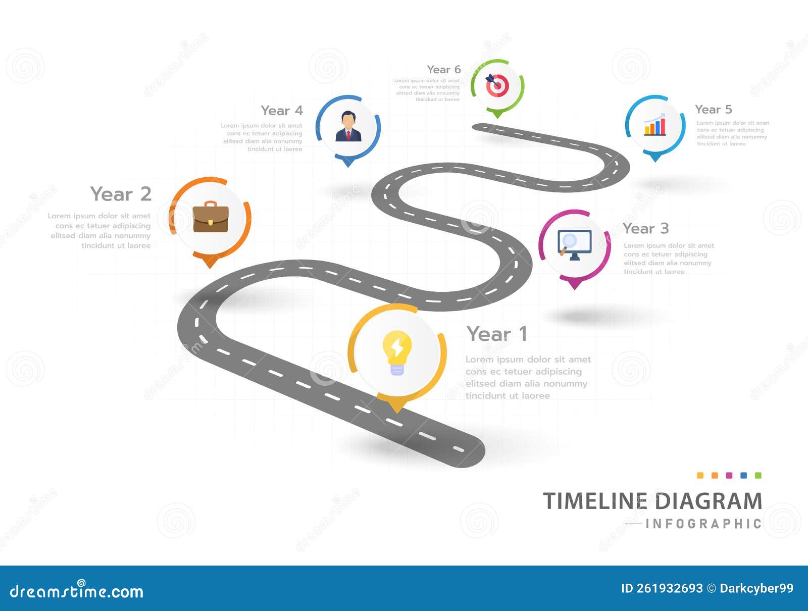 Infographic 6 Steps Modern Timeline Diagram with Circle and Roadmap ...