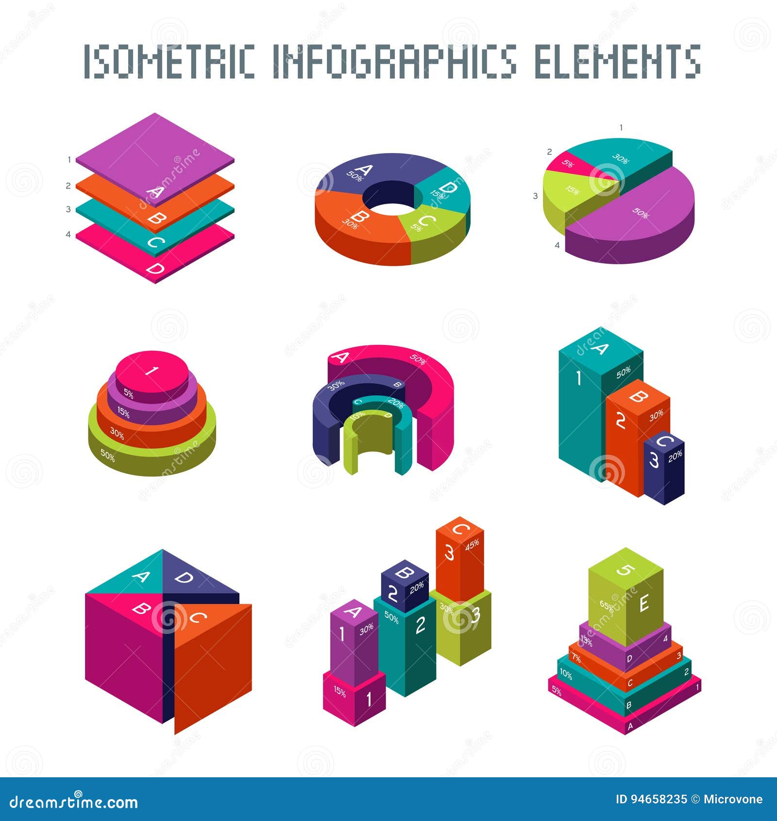 Infographic Isometric Vector Elements. 3d Pie Graph, Charts and ... Infographic Isometric Vector Elements. 3d Pie Graph, Charts and ...