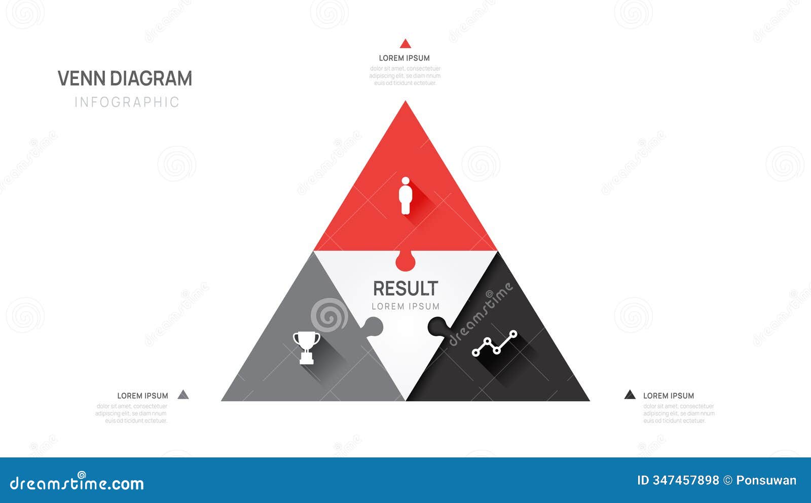 Infographic Jigsaw Venn Diagram Triangle Chart Template for Business ...