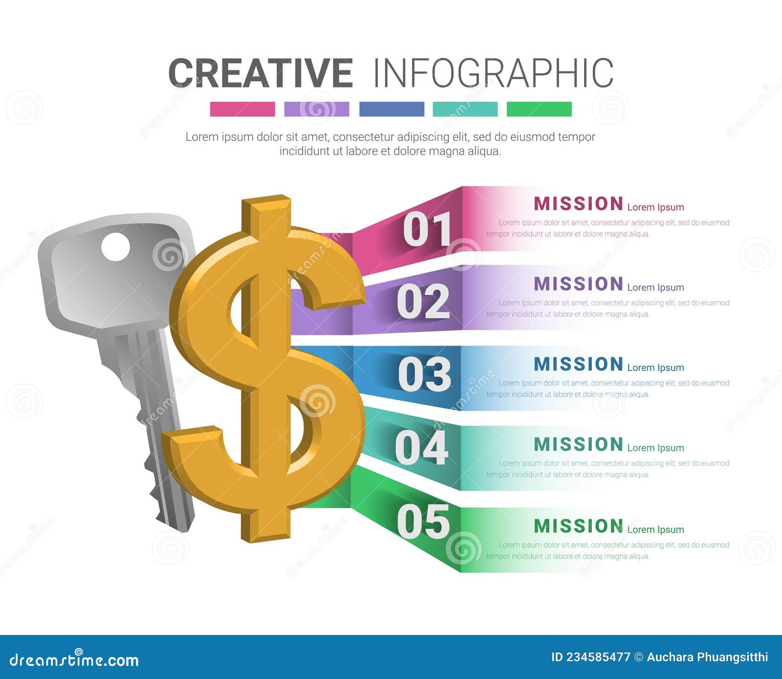 Infographic Key Design Template for Presentation Business Stock Vector ...