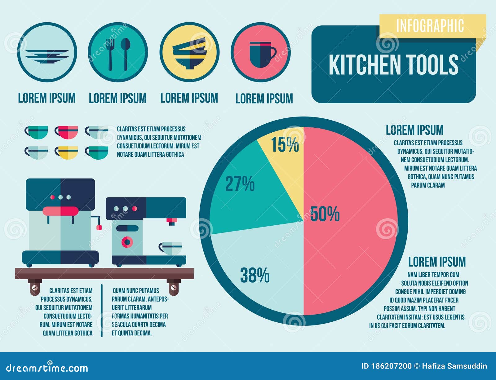 Infographic of Kitchen Tools. Vector Illustration Decorative Design ...