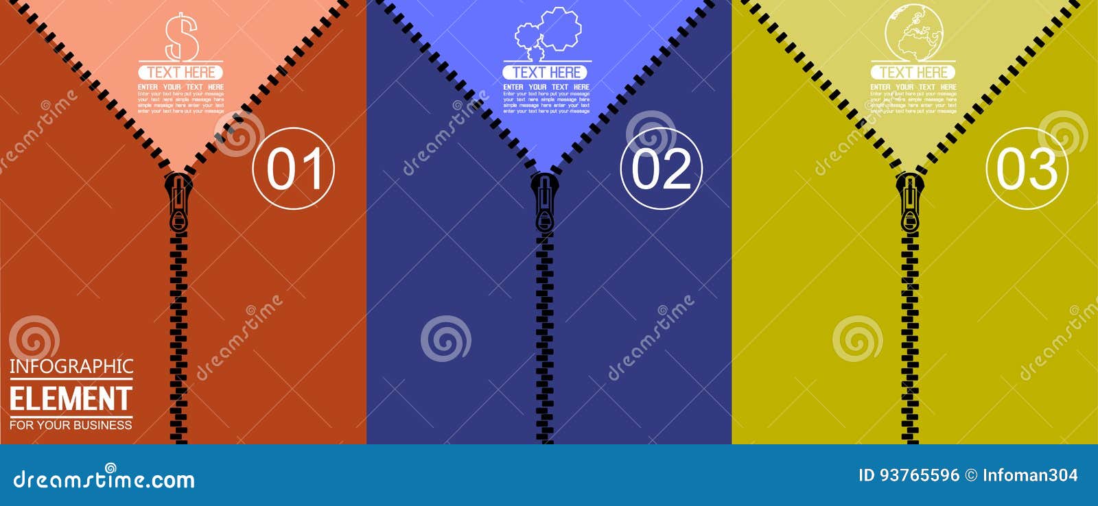 Infographic Knit Zip Style with Three Options Stock Vector ...