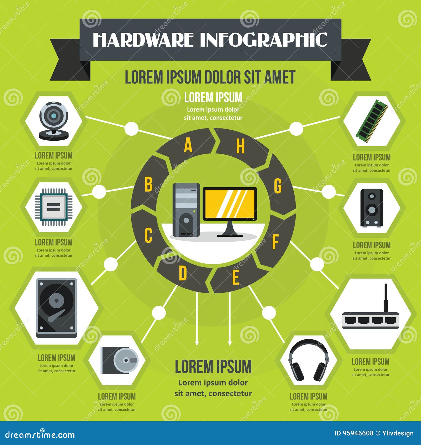 Infographic Konzept Der Hardware, Flache Art Vektor Abbildung ...