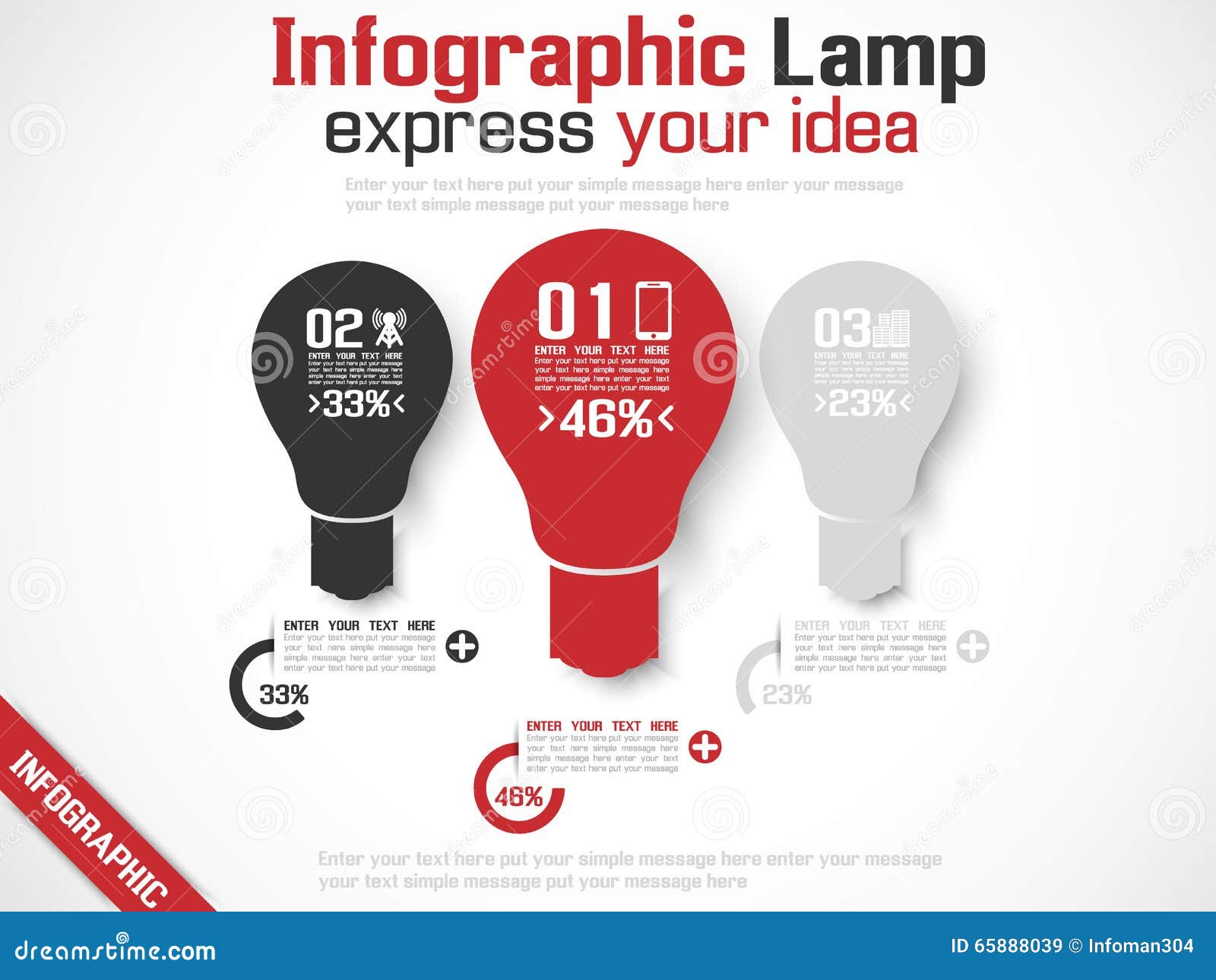 Infographic lamp idea stock vector. Illustration of infographic - 65888039