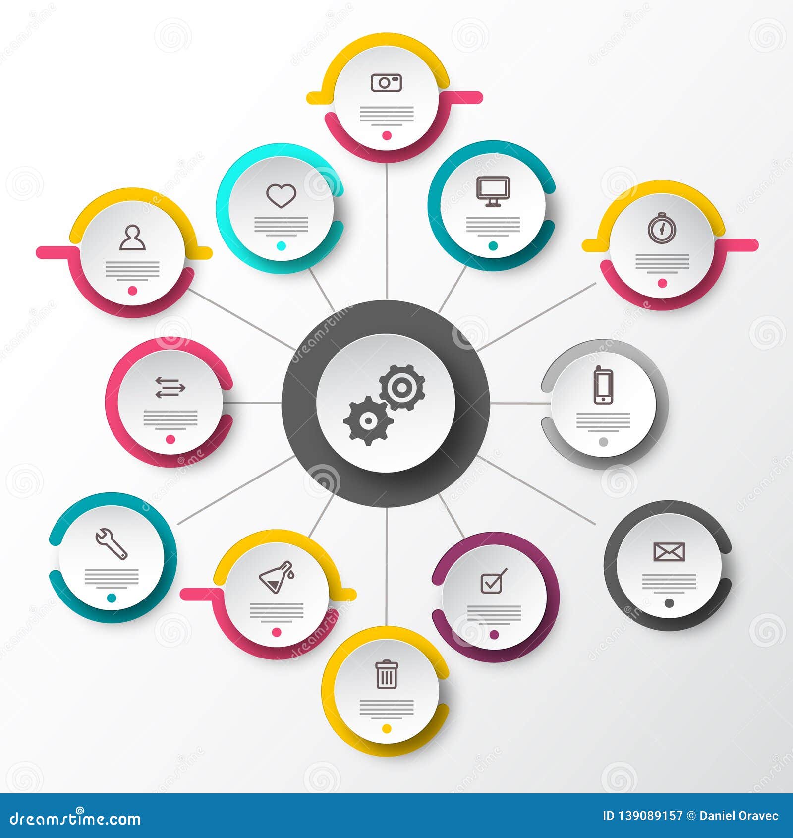 Infographic Layout with Circle Labels. Data Flow Infographics Design ...