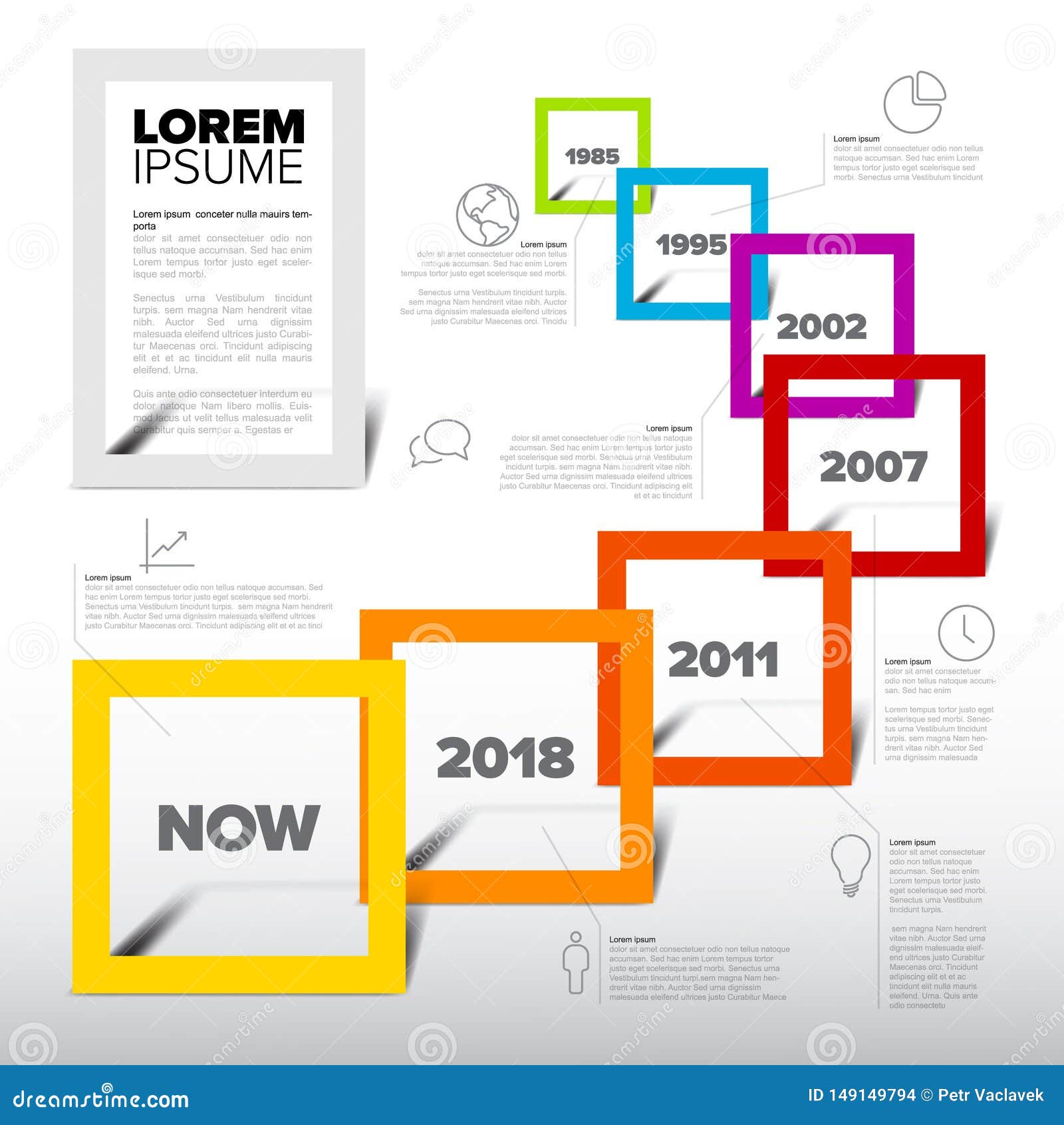 Infographic Light Timeline Report Template with Square Frames Stock ...