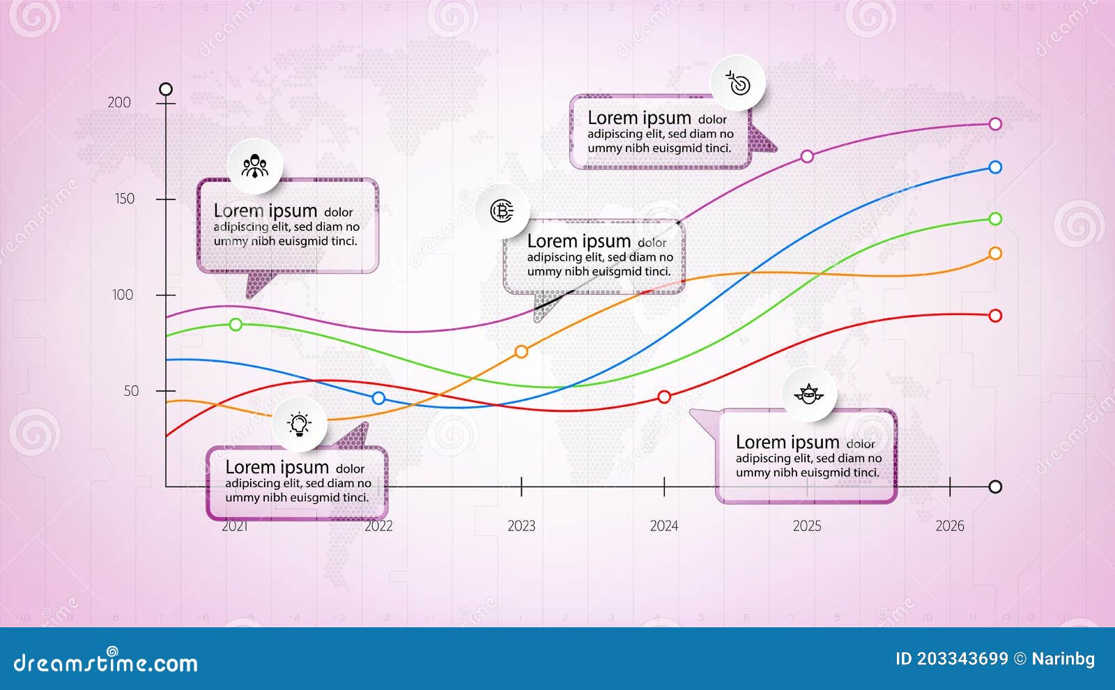 Line Charts Curves. Vector Growth Business Graphic Info Vertical ...