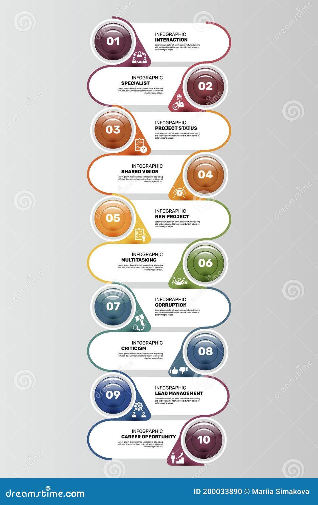 Infographic Management Template. Icons in Different Colors. Include ...
