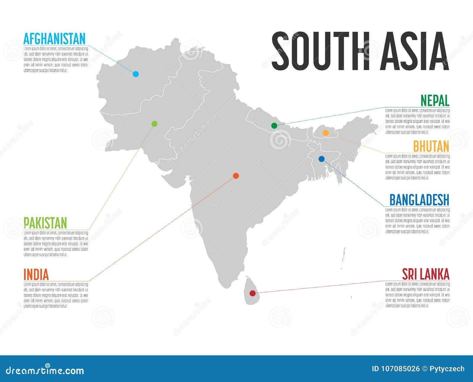 Infographic Map of South Asia. Modern Template with Text and Colorful ...