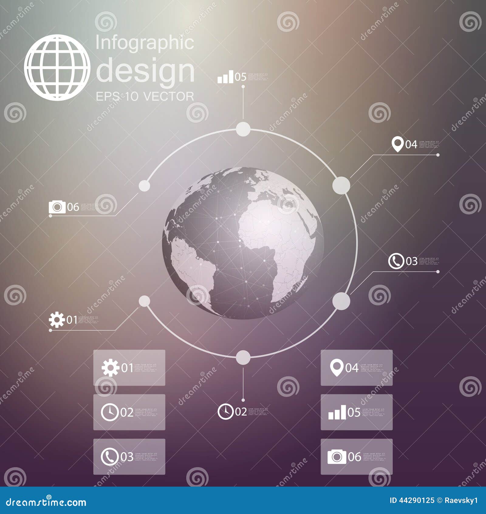 Infographic Med Unfocused Bakgrund Och Symboler Vektor Illustrationer ...