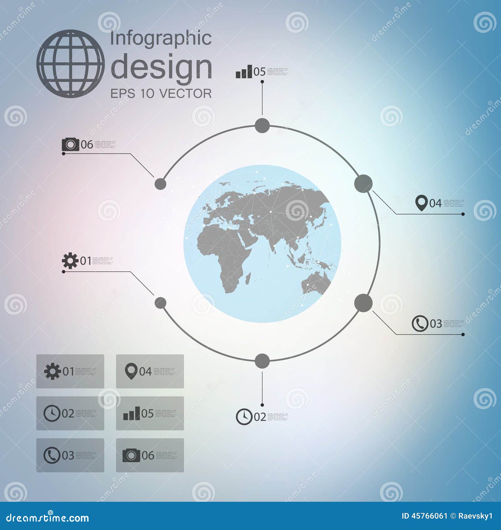 Infographic Med Unfocused Bakgrund Och Symboler Vektor Illustrationer ...