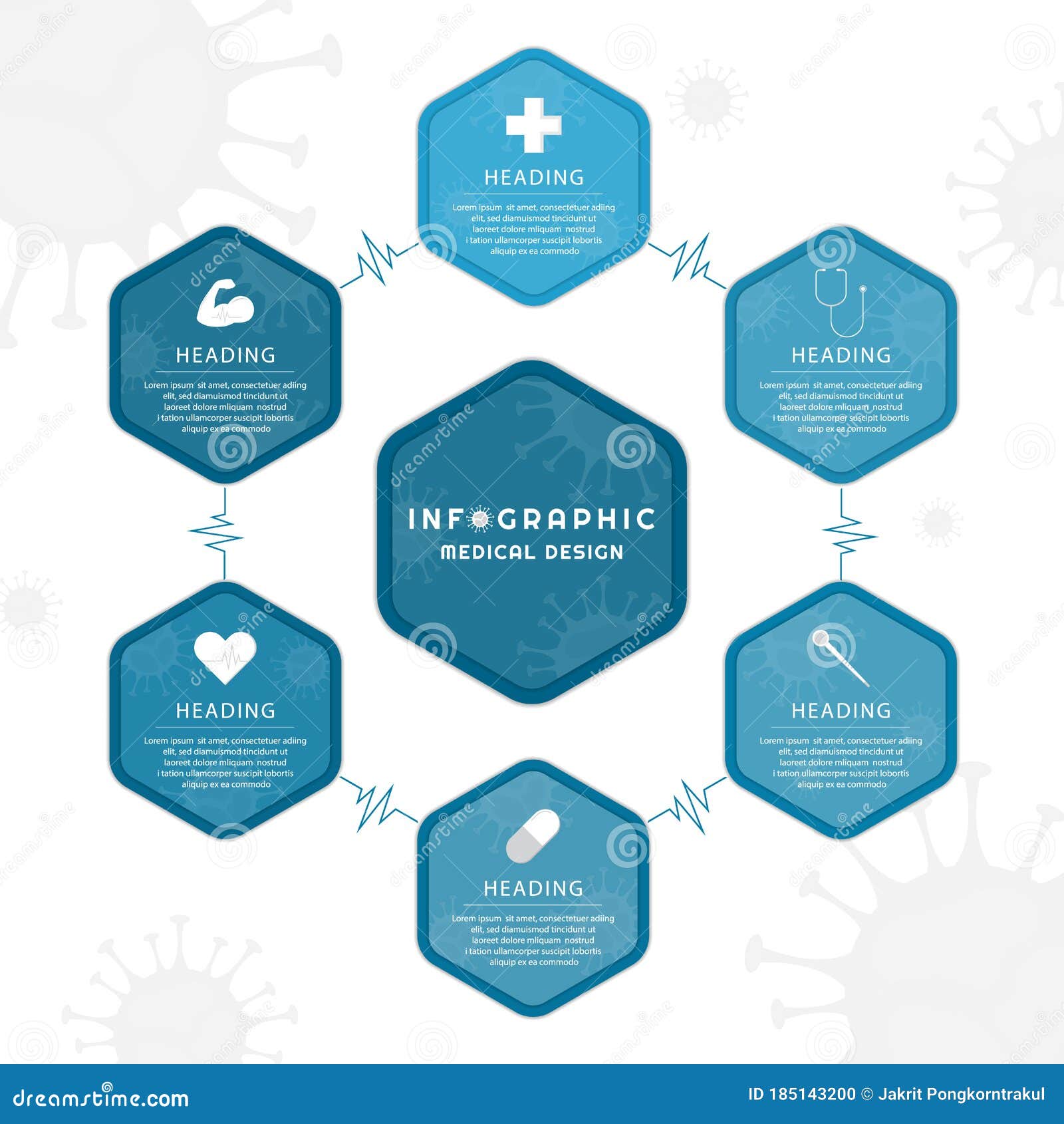 Infographic for Medical Hexagon Shape Design Step by Step Coronavirus ...