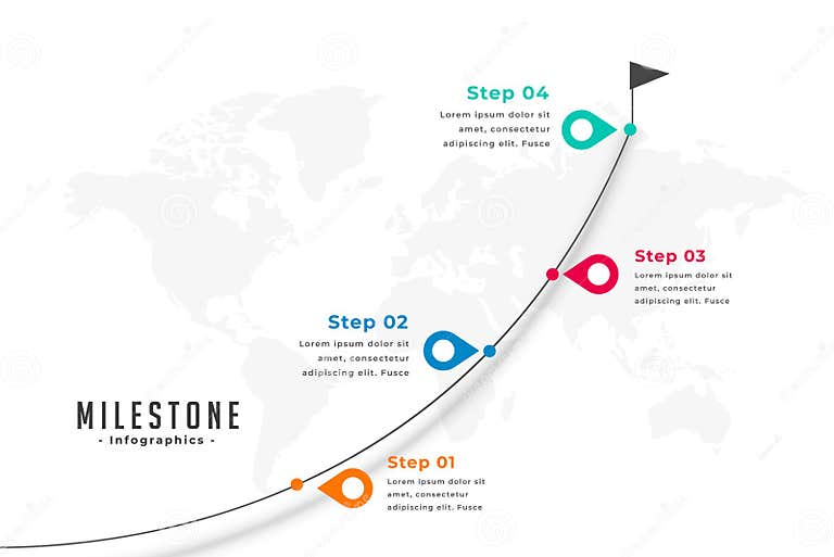 Infographic Milestone Route Map Template with Colorful Location Pointer ...