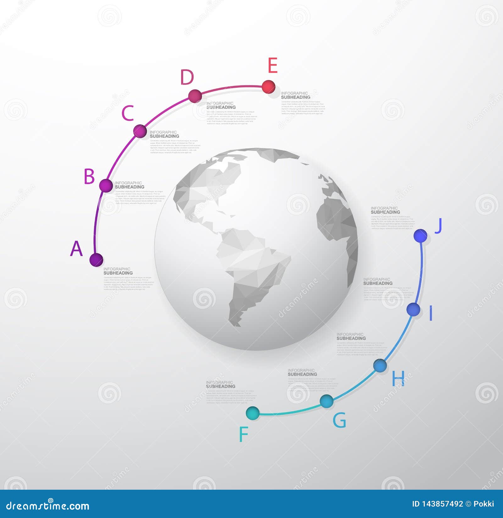 Infographic Mind Map Vector Template with Polygonal World Map and Place ...