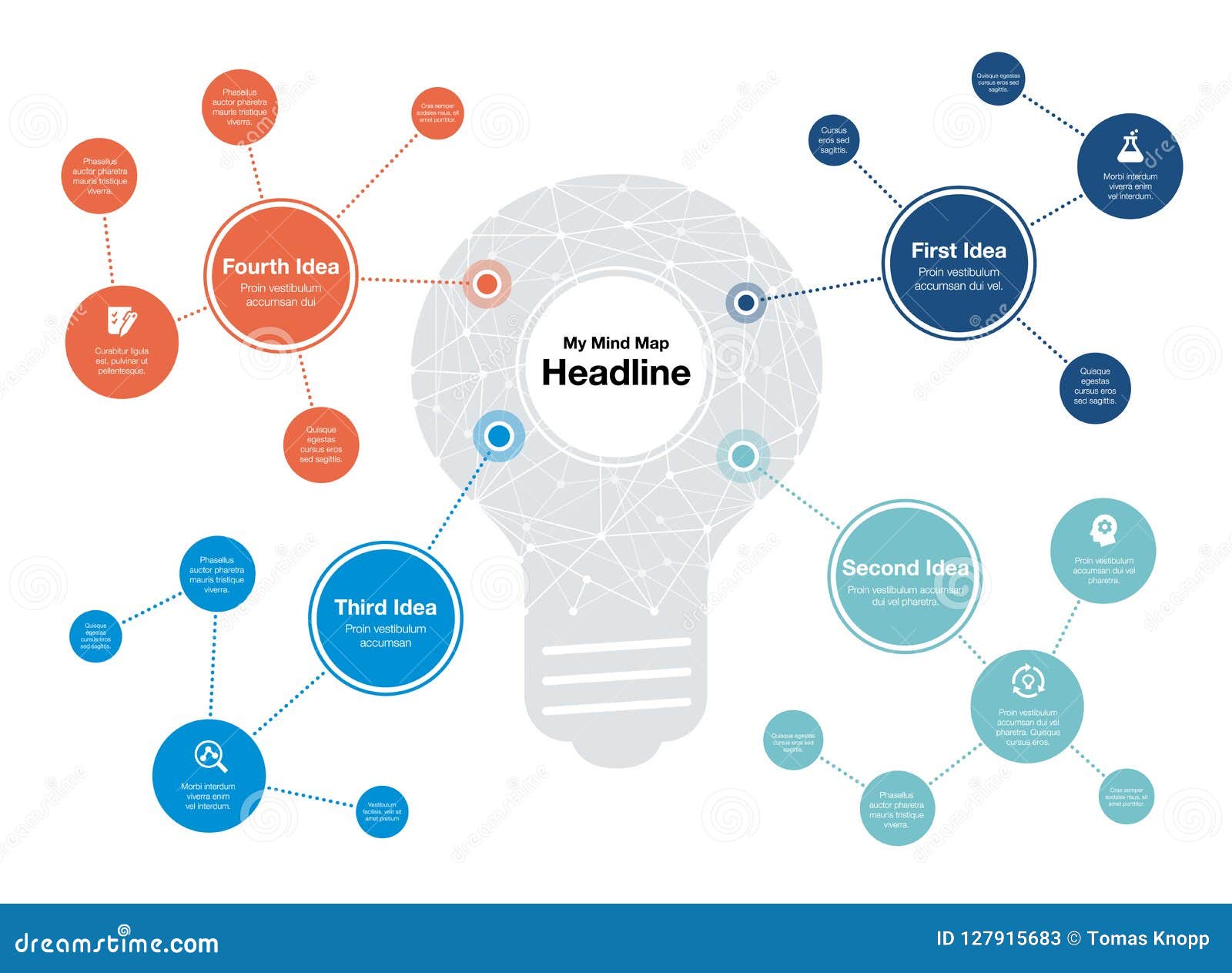 Infographic for Mind Map Visualization Template with Light Bulb As Main ...