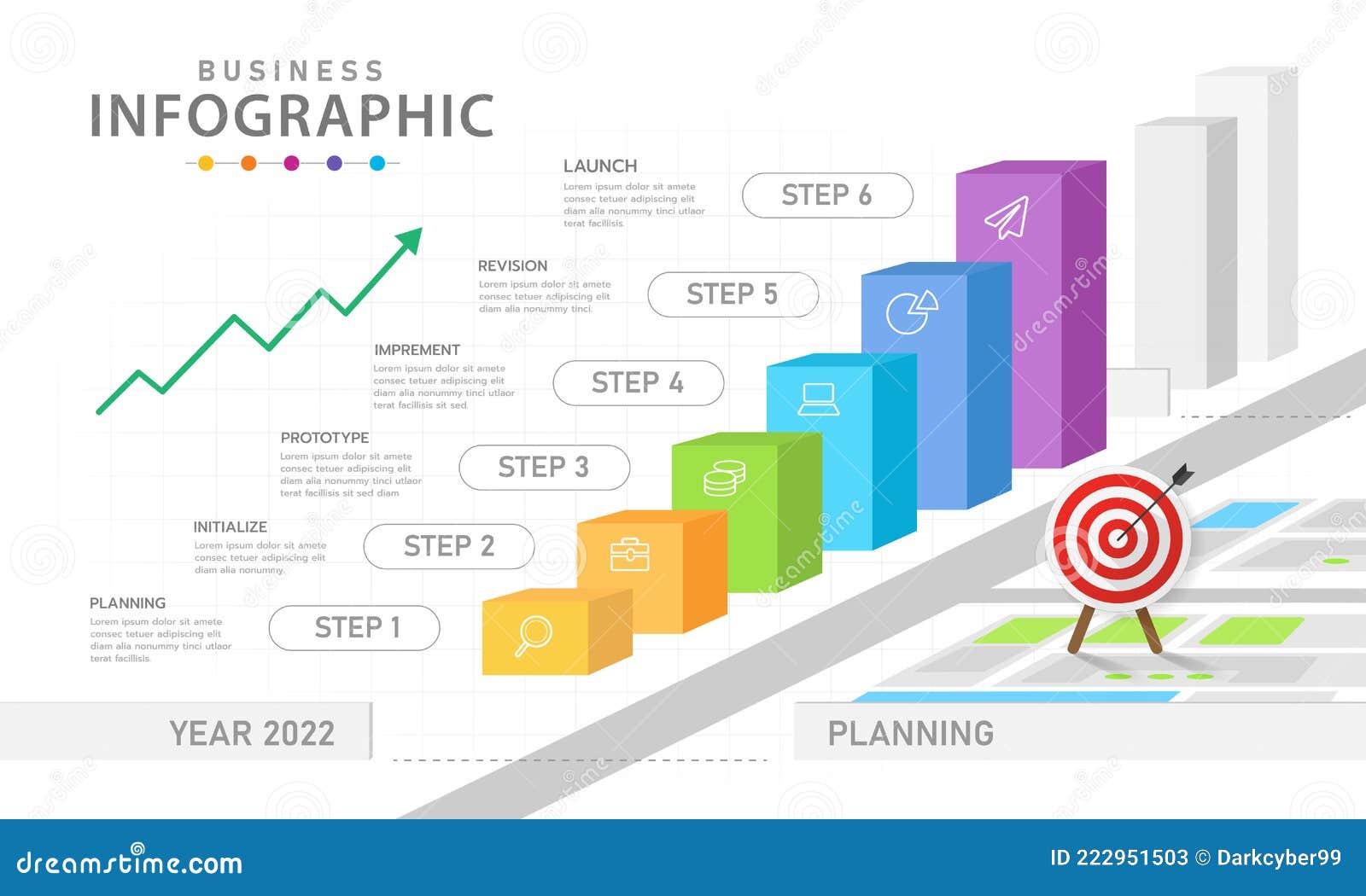 Modern Chart Template With Blue Arrows Vector Illustration ...
